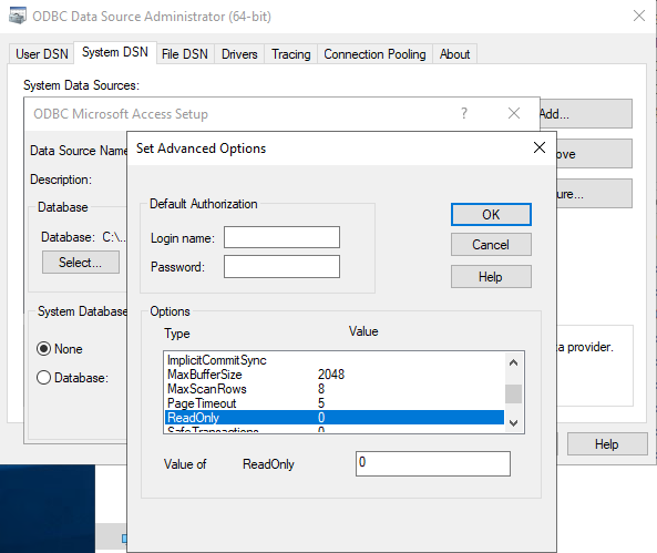 Configure Ms Access Driver In Odbc Data Sources To Be Read Only Microsoft Qanda