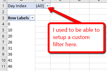 Excel 365 Pivot filters missing value options - Microsoft Q&A