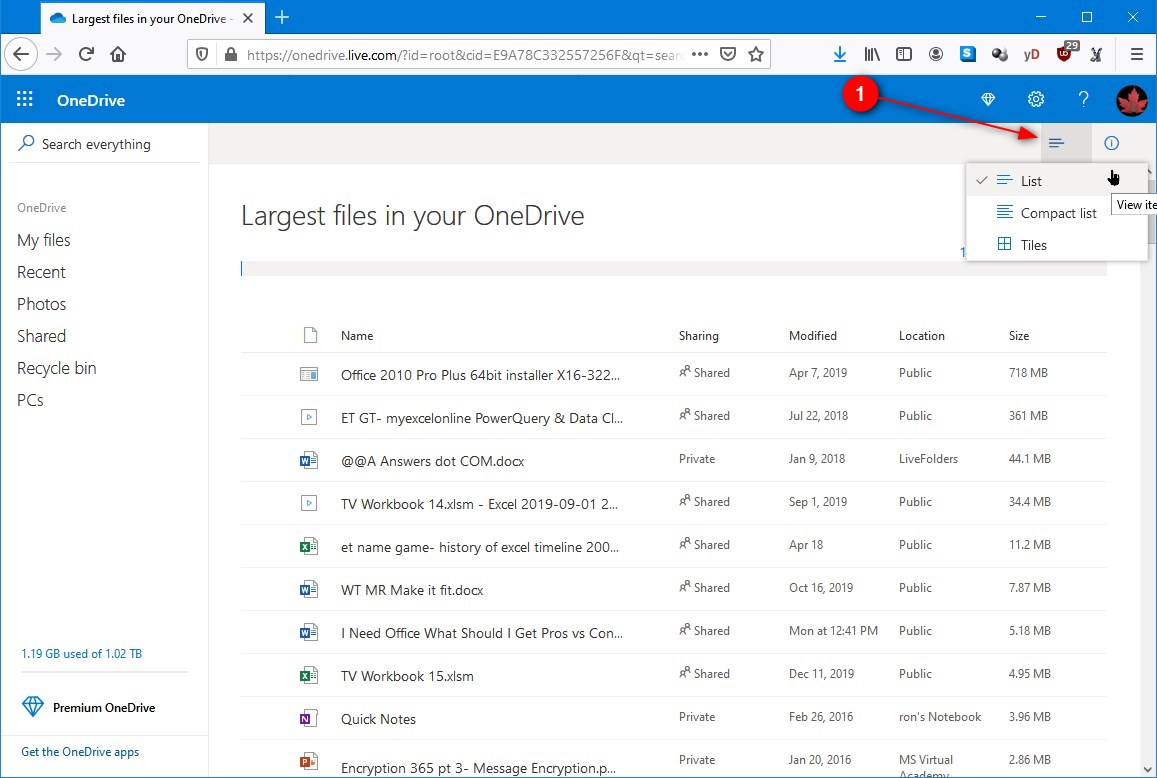 the size of onedrive - Microsoft Q&A