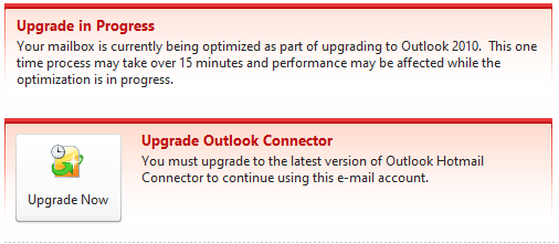 unable to upgrade outlook with new Outlook Connector it tells me that I ...