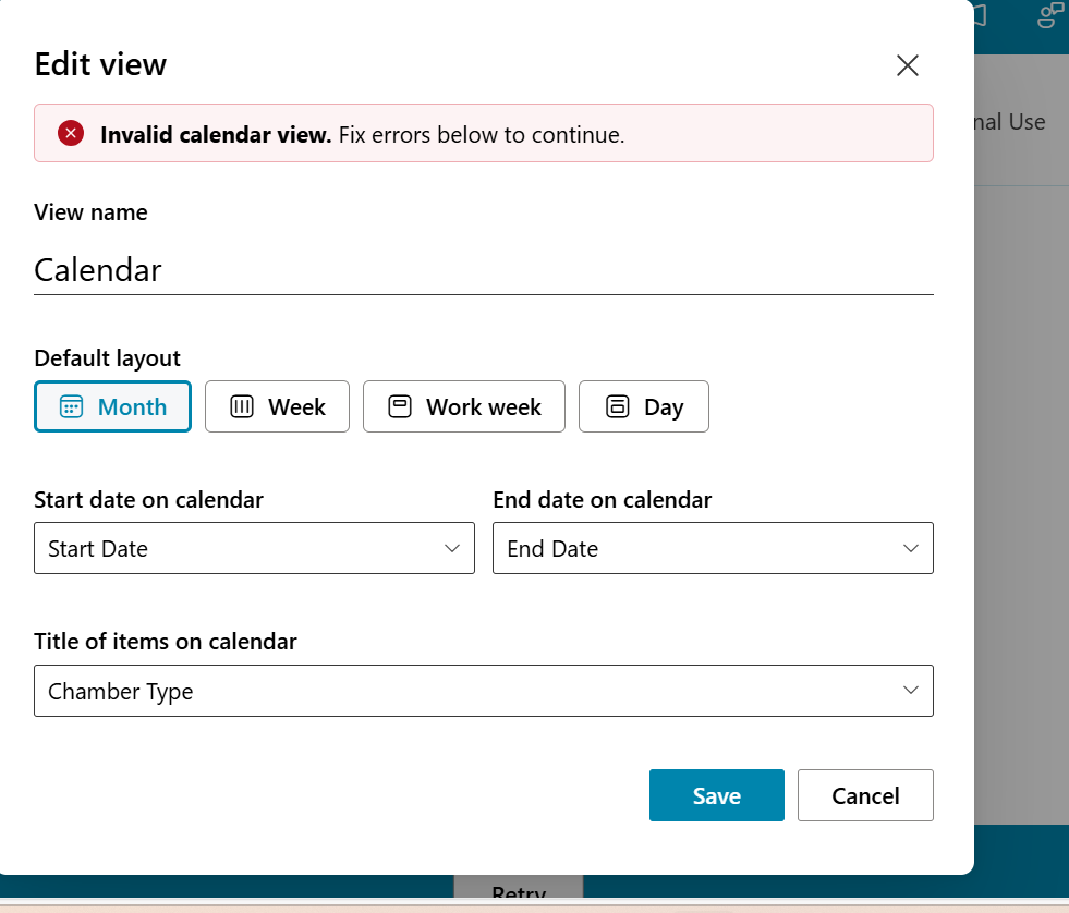how to fix invalid calender view in my sharepoint - Microsoft Q&A