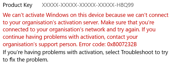 Activation error code: 0x8007232B - Need Help - Microsoft Q&A