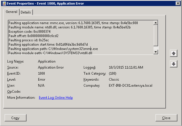 event viewer event id 1000 source application error - Microsoft Q&A