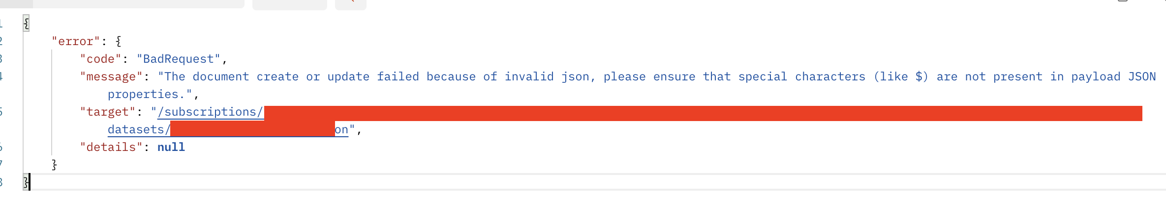 ADF - Importing a dataset with a dollar ($) in a JSON property ...