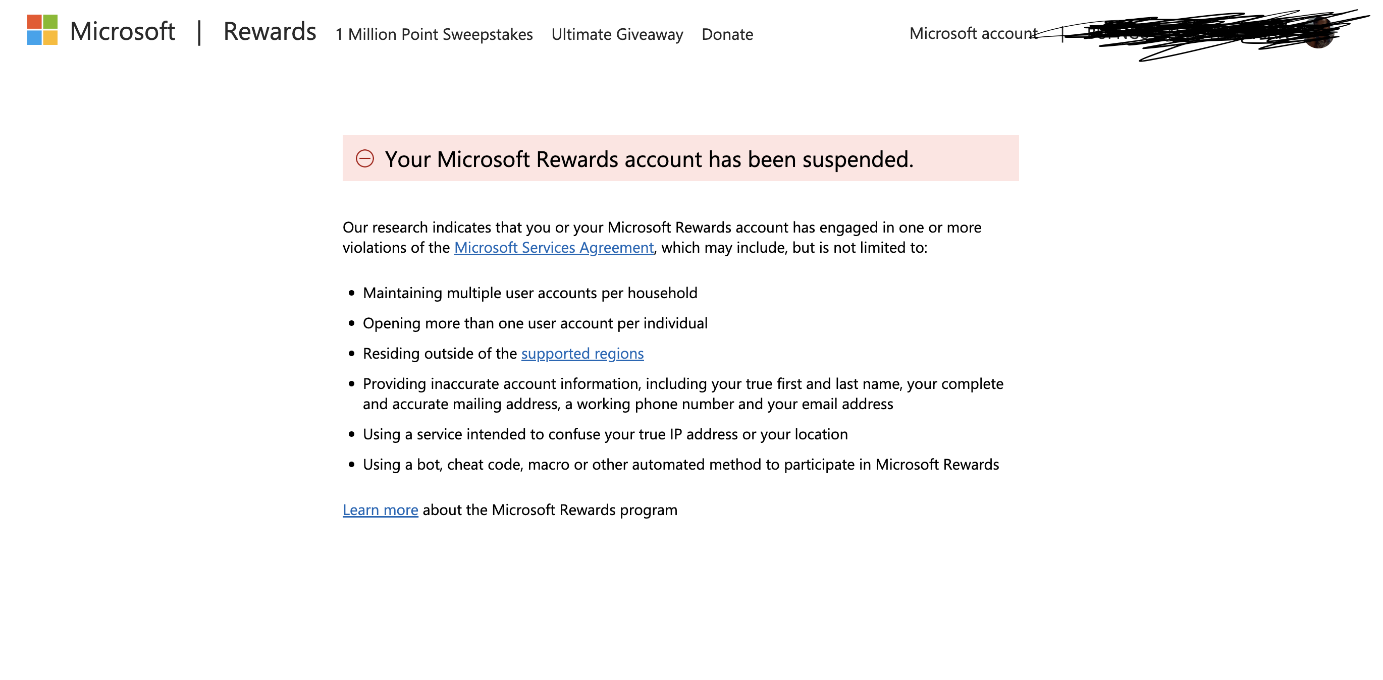 Microsoft rewards account suspended but someone uses my account ...
