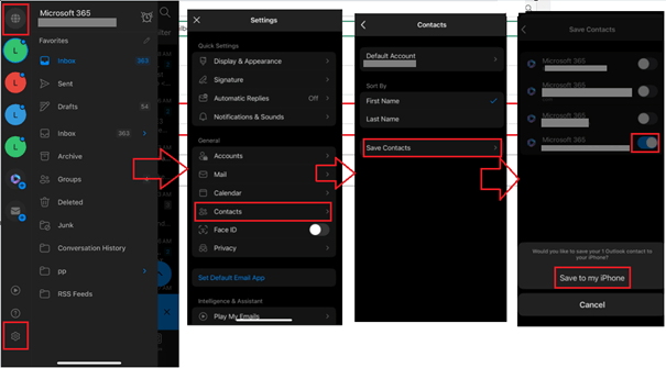 Need to sync outlook contacts to native ios contact list - Microsoft Q&A