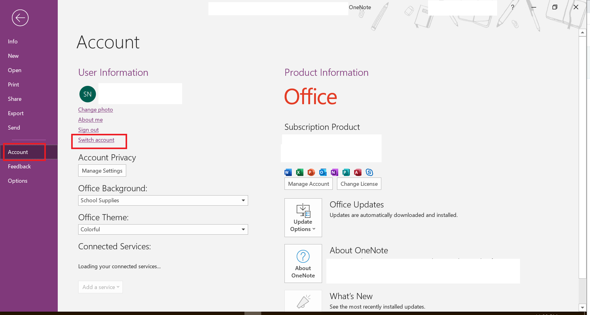 Changing from one account to another on OneNote app on desktop ...