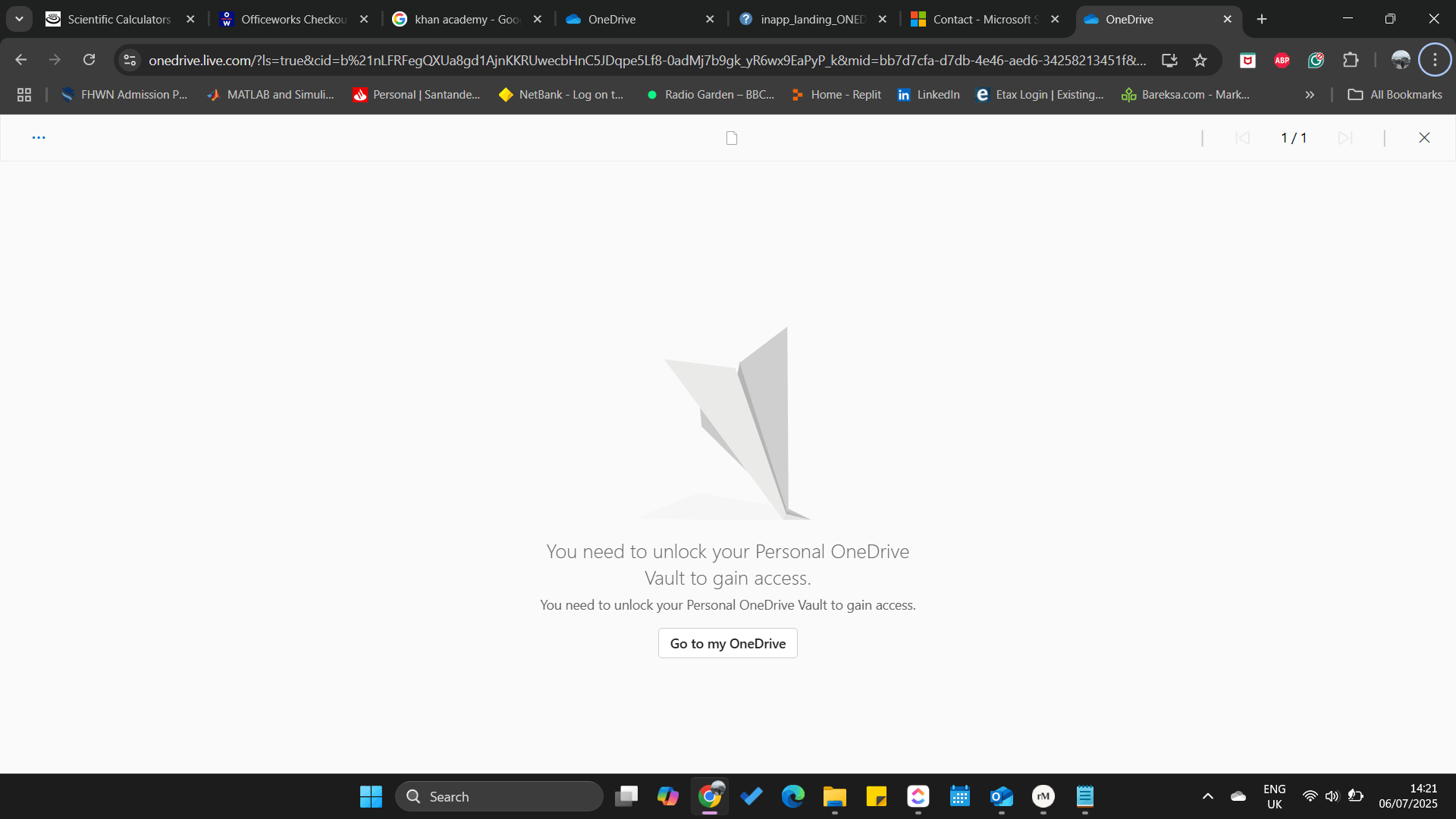 OneDrive Personal Vault Issue - Microsoft Q&A