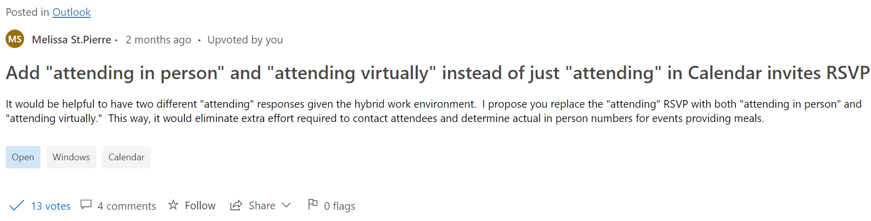 How can I send an Outlook Calendar invitation with options for the ...