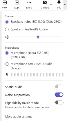 How to configure the audio settings when testing TeamsV5 Headset and ...