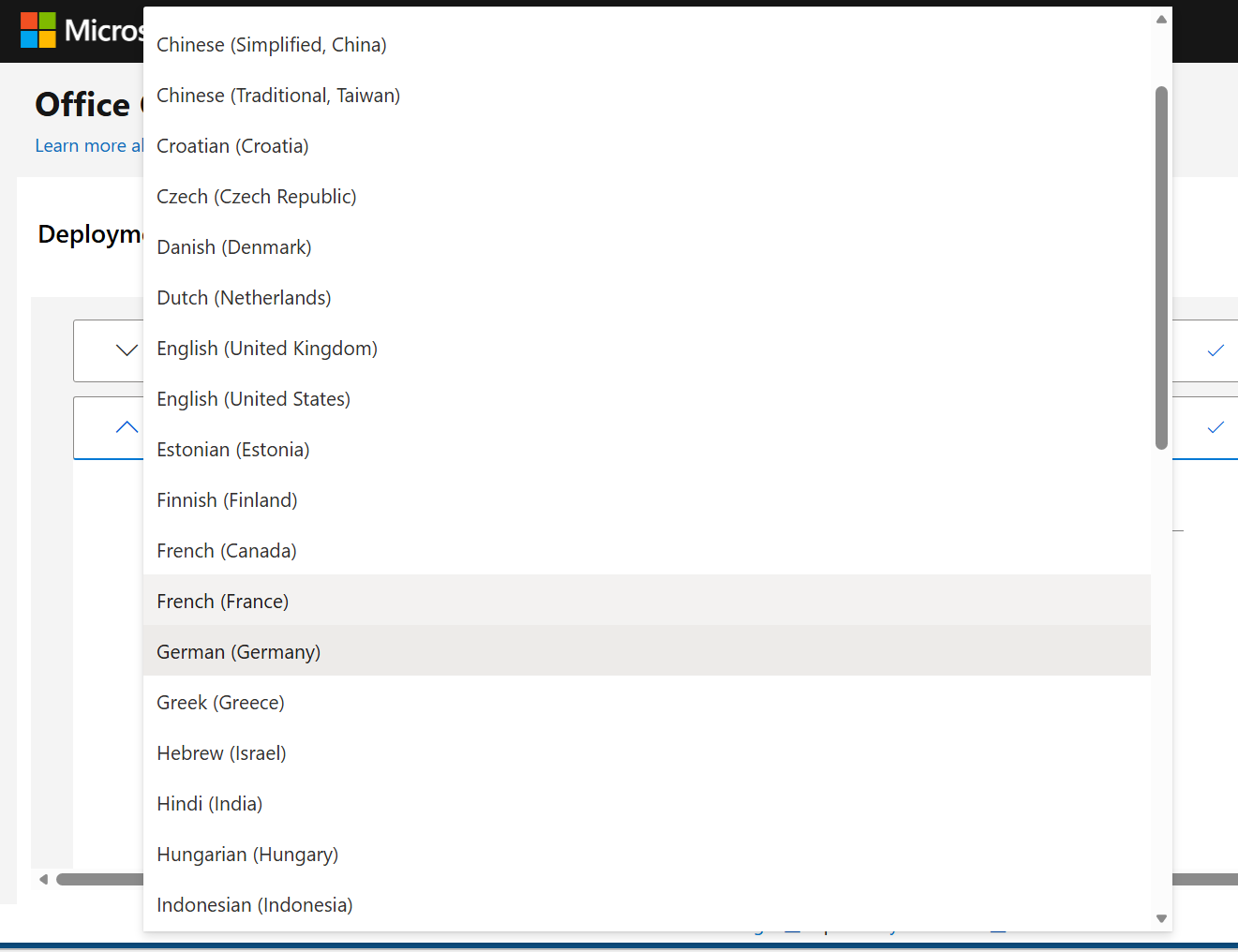 Deutsch (Schweiz) in office deployment - Microsoft Q&A