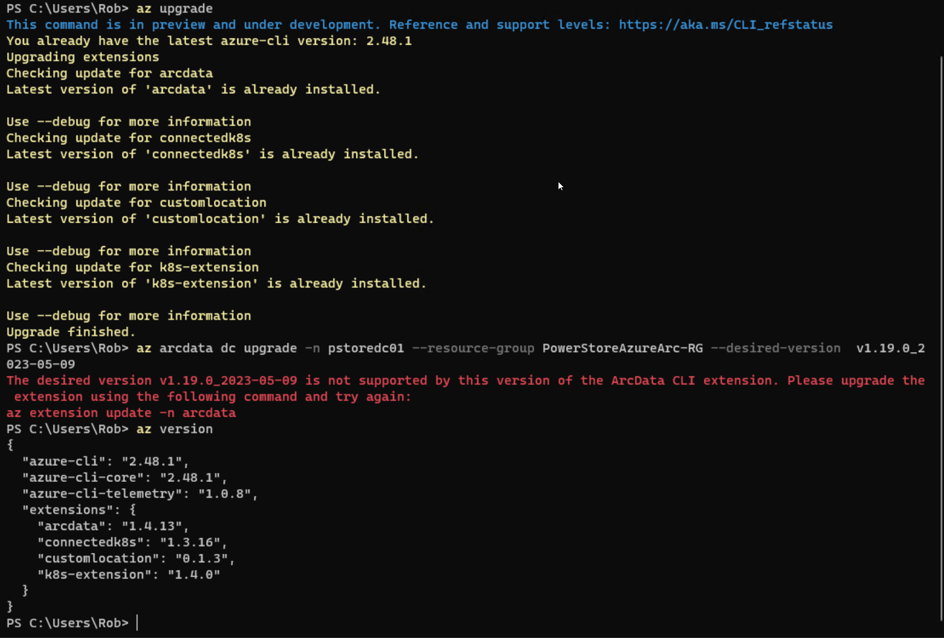 CLI mismatch - upgrading to the lastest Arcdata data controller ... CLI mismatch - upgrading to the lastest Arcdata data controller ...
