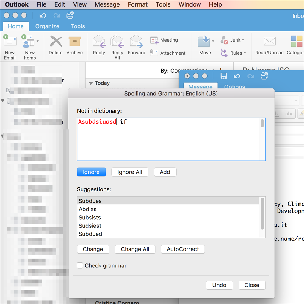 How to disable spell checking on Microsoft Outlook 2016 for Mac ...