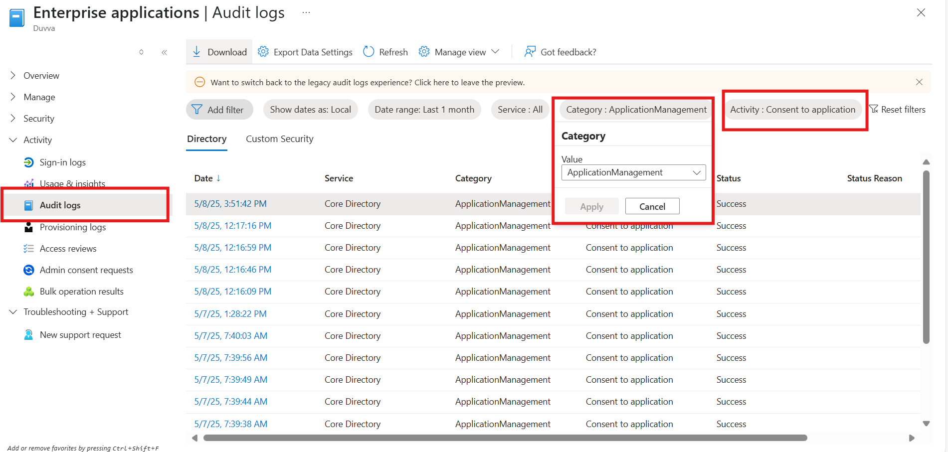 Gather statistics about USER CONSENT for apps, which are asking for ...