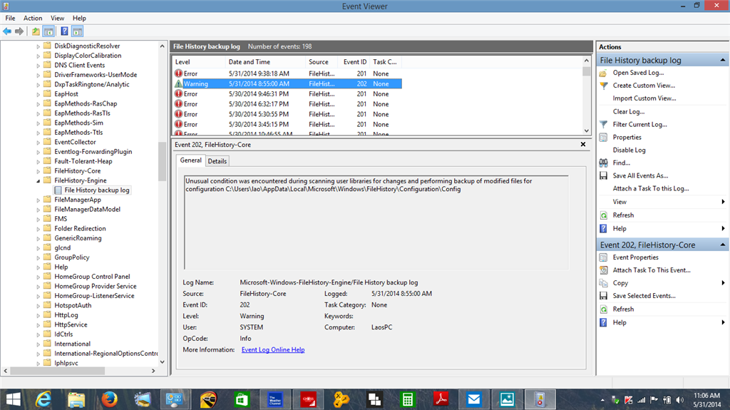 File History backup error, Event ID 202 - Microsoft Q&A