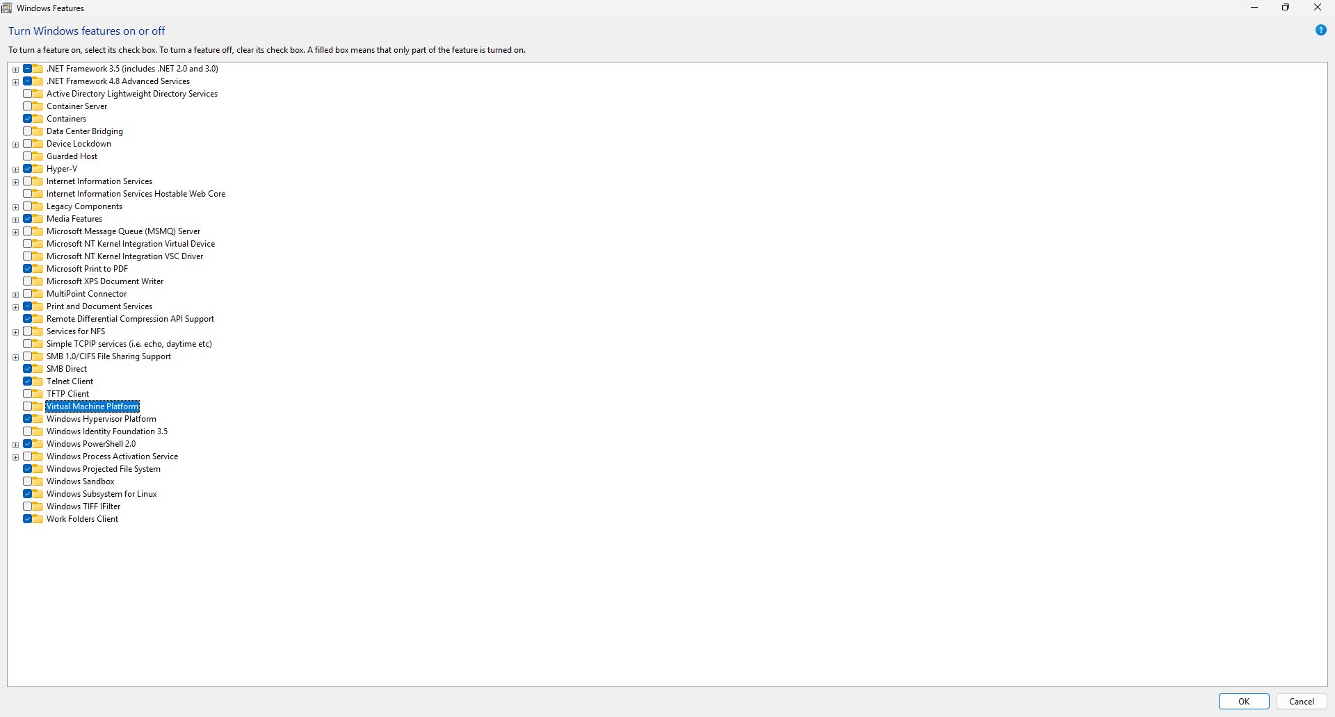 Can't enable "Virtual Machine Platform" feature in Windows 11 Pro 24H2 ...