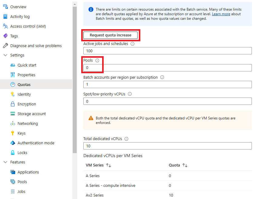 Getting Pool Quota Reached while creating a batch service using Batch ... Getting Pool Quota Reached while creating a batch service using Batch ...