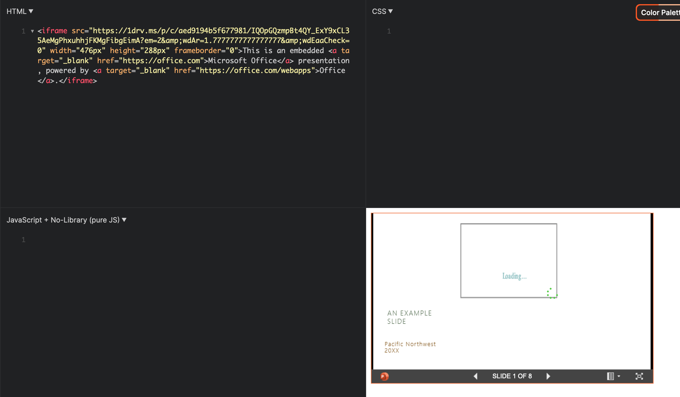 Form embedded in a PowerPoint embedded in a website fails to load ...