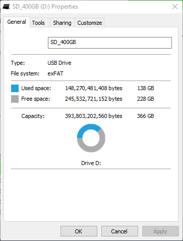 Windows 10 - Difference Between Disk Usage Values in Drive Properties ...