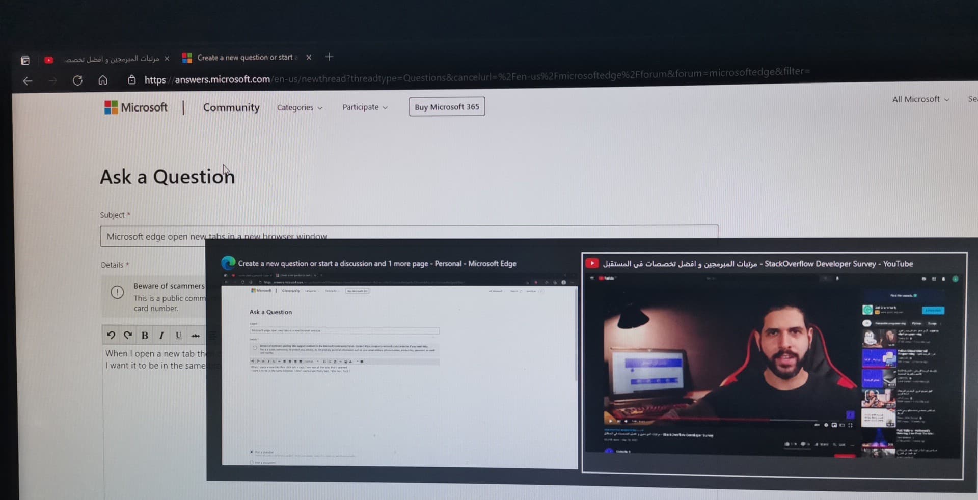 Microsoft edge open new tabs in a new browser window - Microsoft Q&A