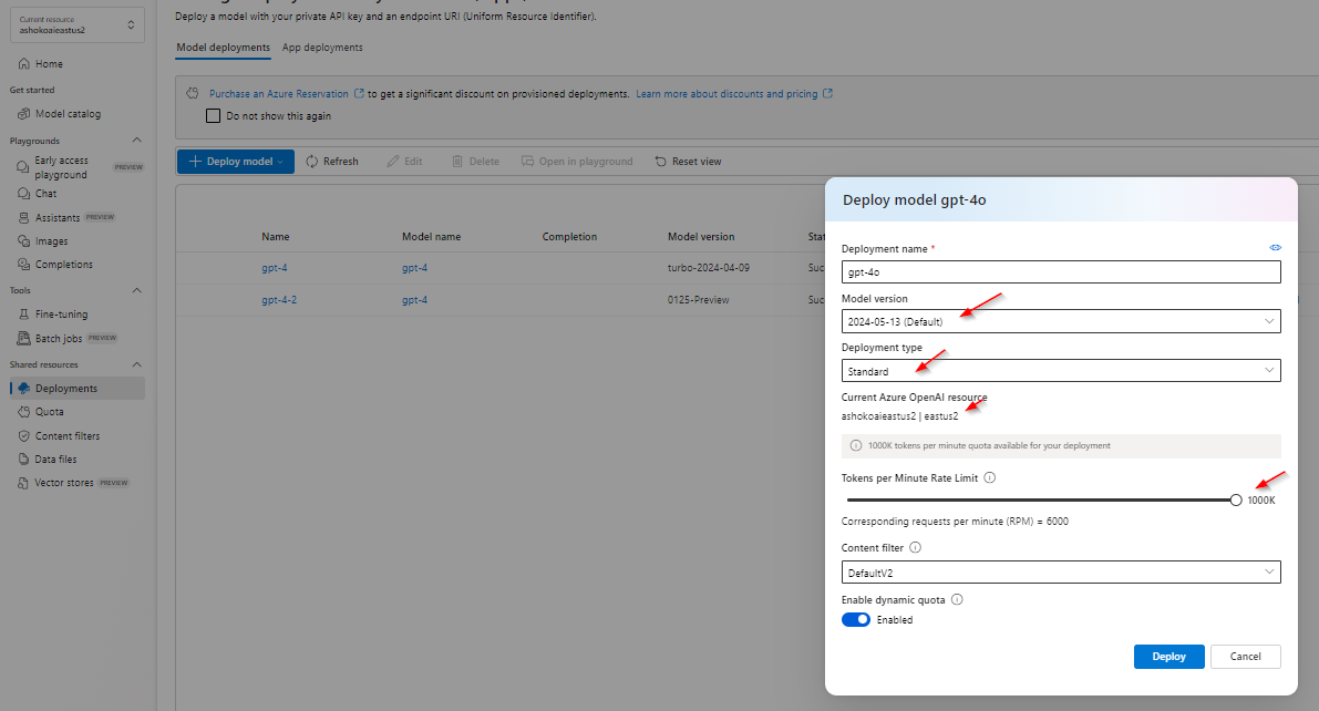 Wrong Deployment quota in Azure Openai Studio - Microsoft Q&A