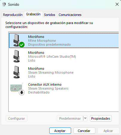 i can't see the green volume bars. In the Sound Box of Control Panel ...