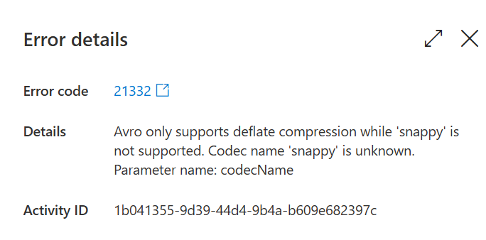 Error while reading AVRO file in Synapse Pipelines - Microsoft Q&A