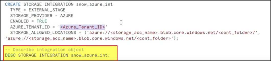 Unable to connect the ADLS to snowflake - Microsoft Q&A