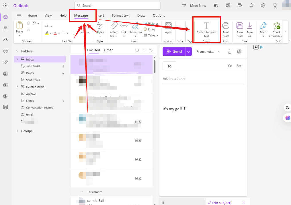 When drafting an email the format is perfect but when sending the line ...