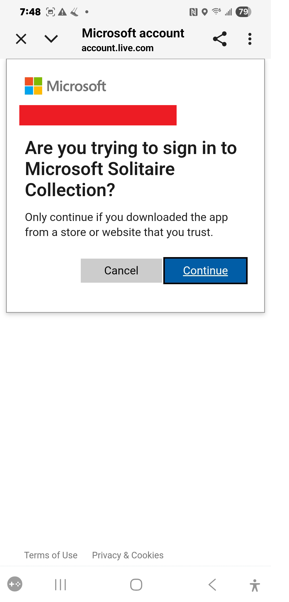 MS Authenticator not responding to request from MS solitaite collection ...