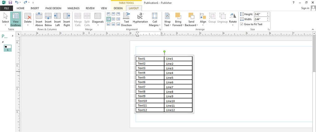 Publisher 2013: Tables: Distribute rows/columns evenly; set row height - Microsoft Q&A