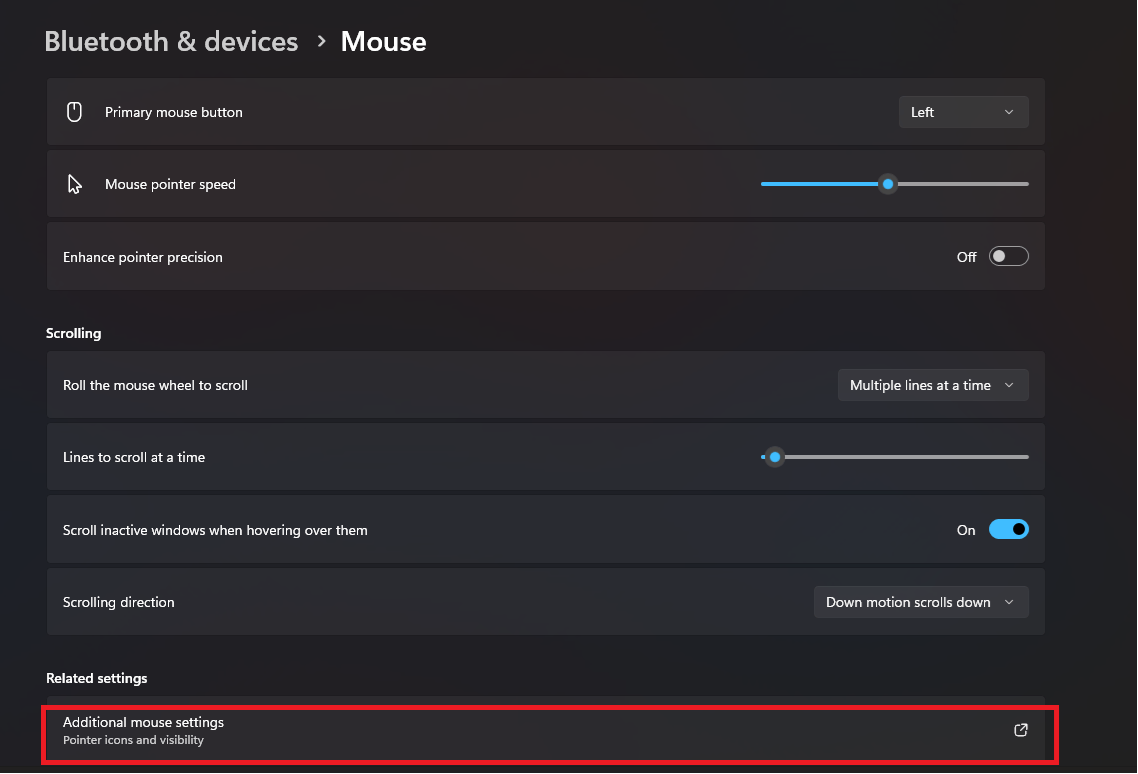 mouse settings for better visibility - Microsoft Q&A