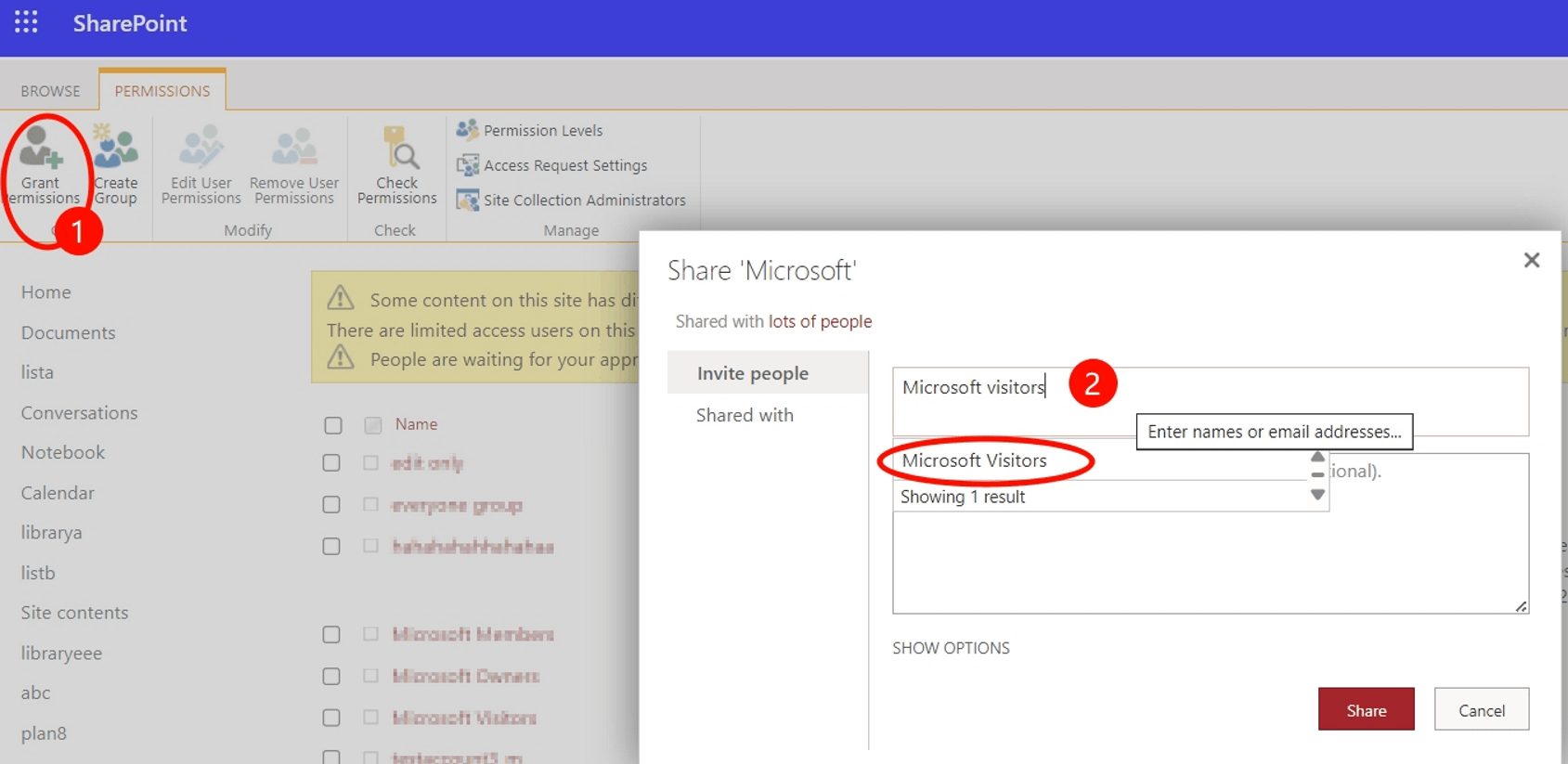 Sharepoint site permissions issues - Visitors group users not granted ...