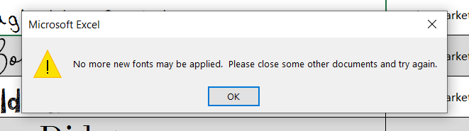 Excel error: “No more new fonts may be applied” - Microsoft Q&A