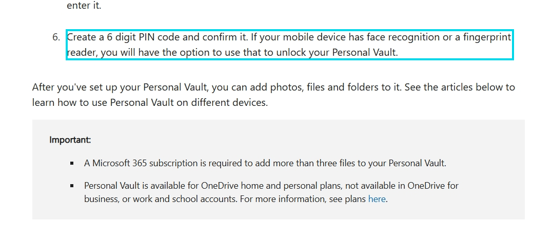 OneDrive, Personal Vault -- Why, why, why can you not use a six digit ...