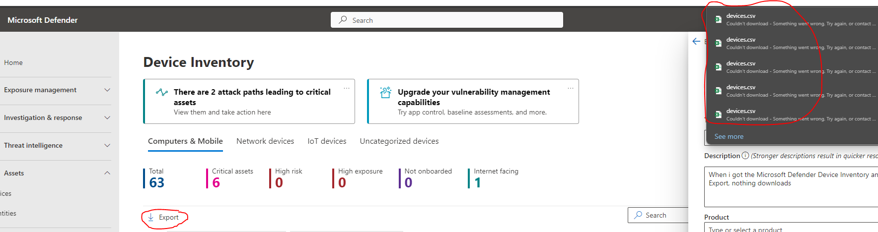 Microsoft Defender Device Inventory Export not downloading. - Microsoft Q&A