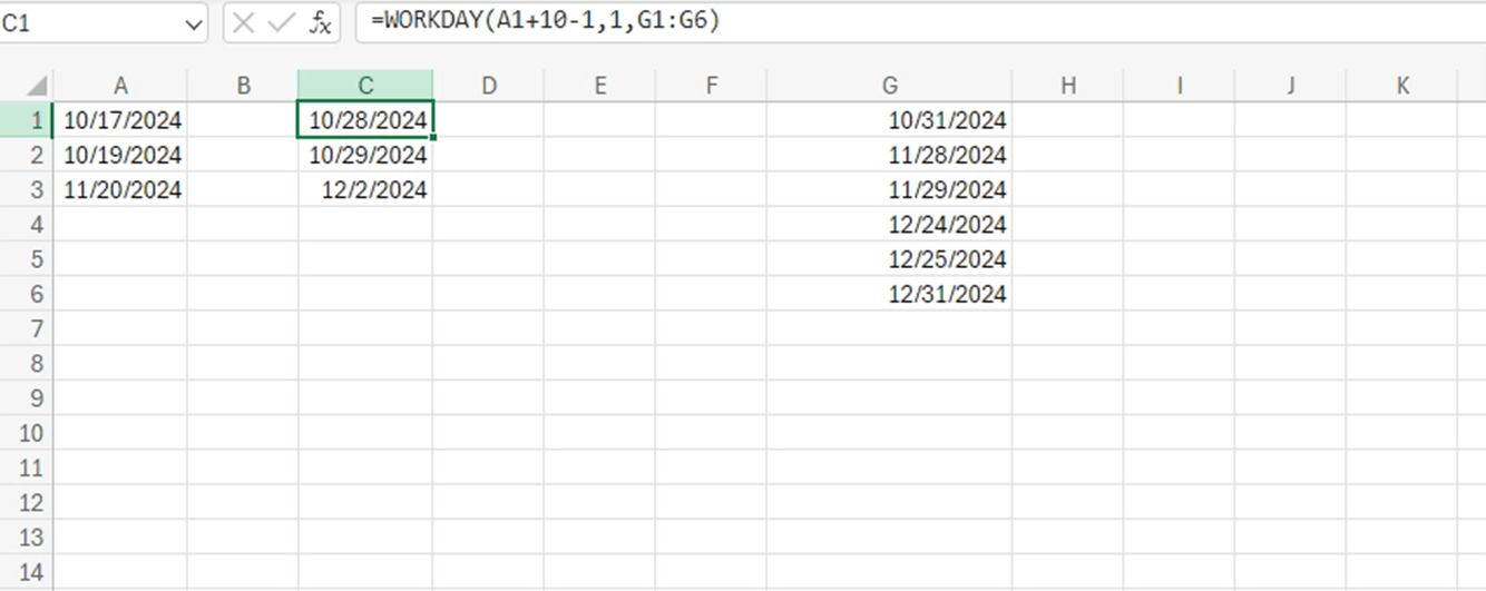 Excel Formula for counting calendar days when the end date cannot fall ...