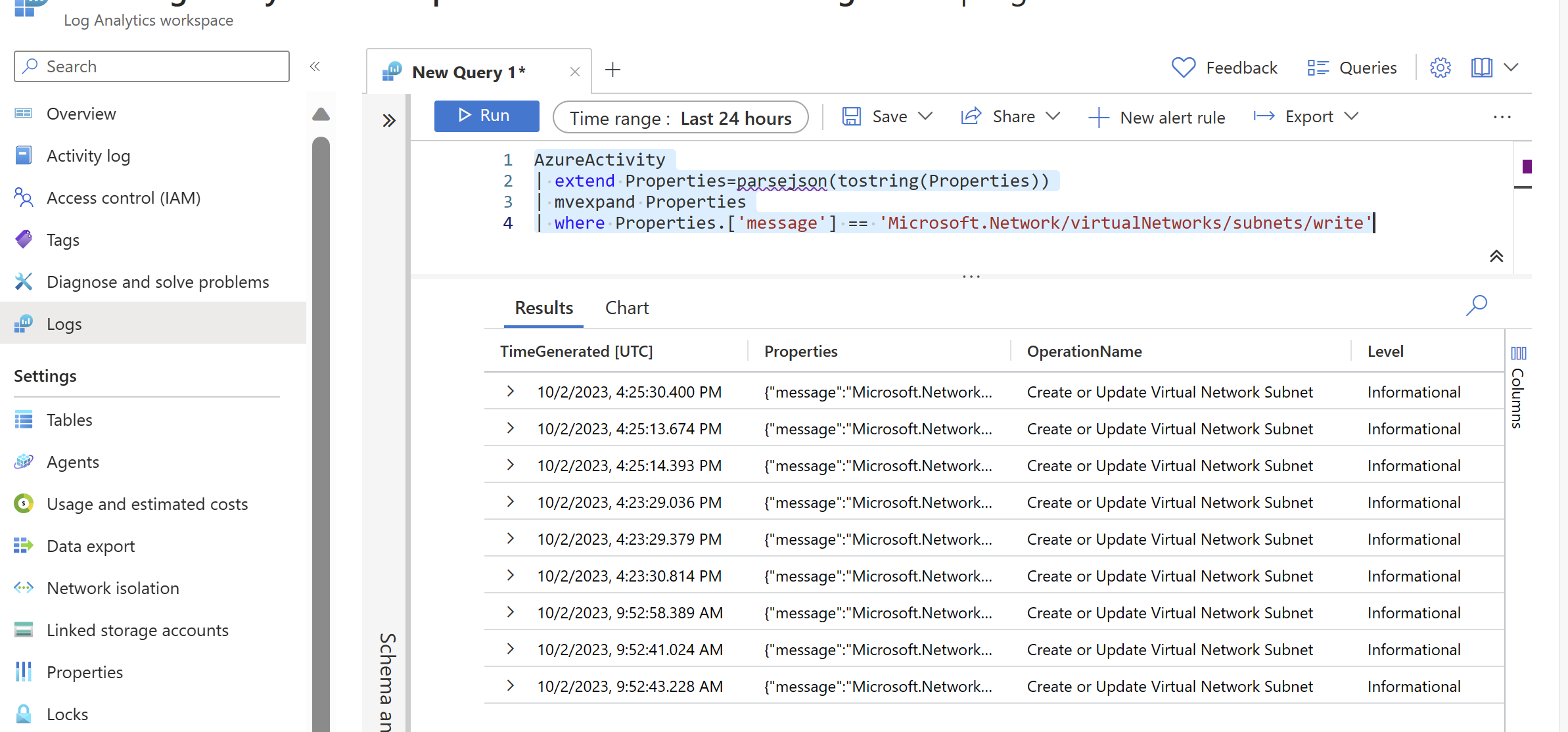 How to set up an alert when a subnet is created in Azure? - Microsoft Q&A