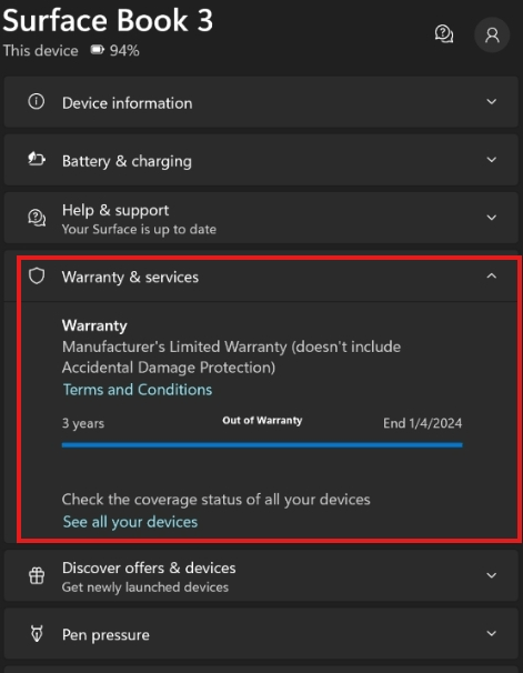 Check warranty page not working. - Microsoft Q&A