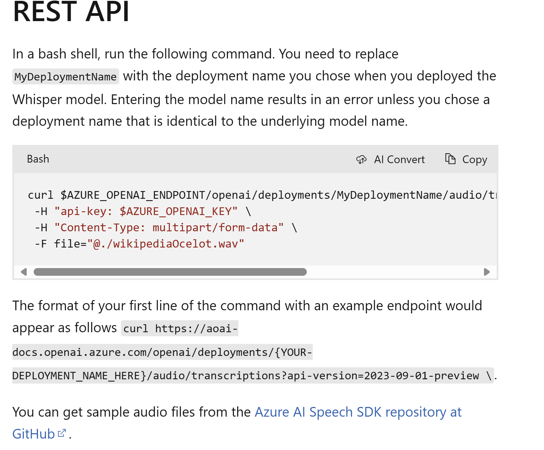 curl command fails for Whisper Service in Azure OpenAI - Microsoft Q&A curl command fails for Whisper Service in Azure OpenAI - Microsoft Q&A
