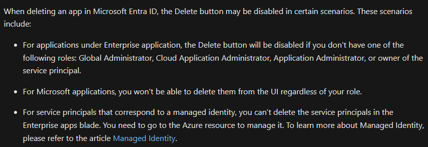 Unable to delete enterprise app. You can't delete this application ...