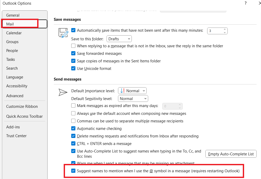 How do I turn on the "@" function in outlook? - Microsoft Q&A