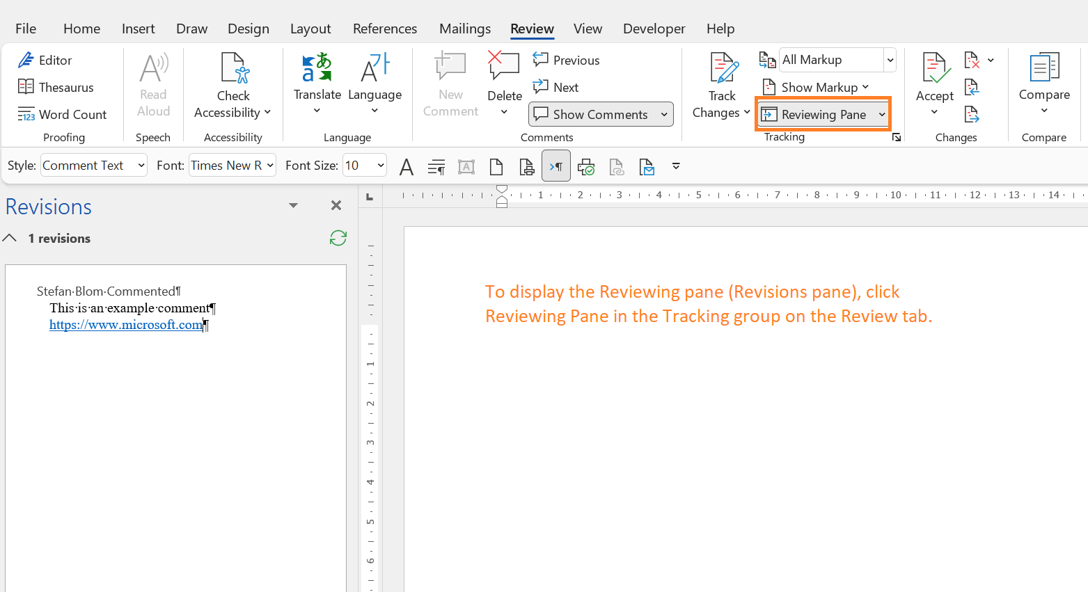 Can't insert links in Word comment balloons - Microsoft Q&A