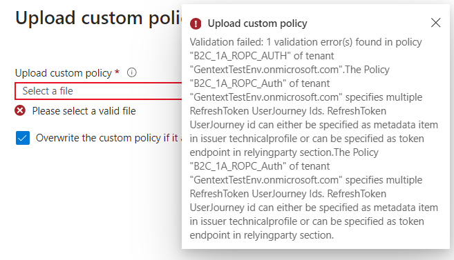 "The policy specifies multiple RefreshToken UserJourney Ids" error in ROPC setup Azure AD B2C ...