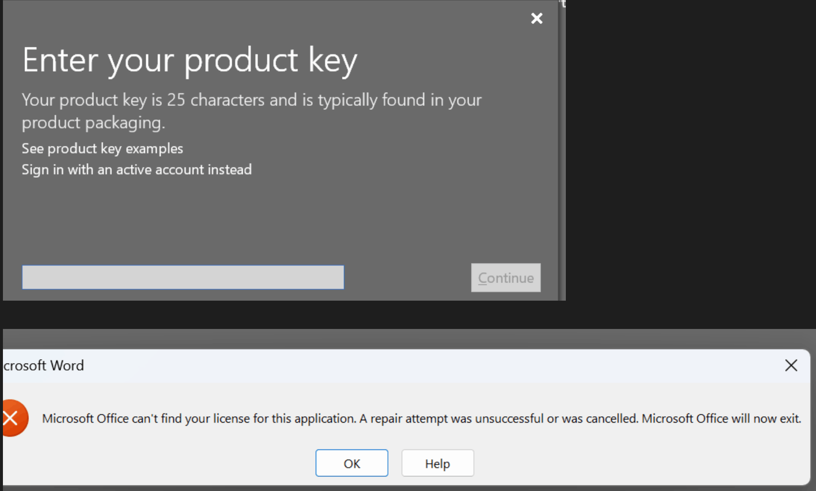 Microsoft office can't find your license for this application office ...