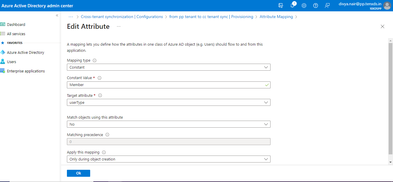 After cross tenant synchronization from source tenant to target tenant ...