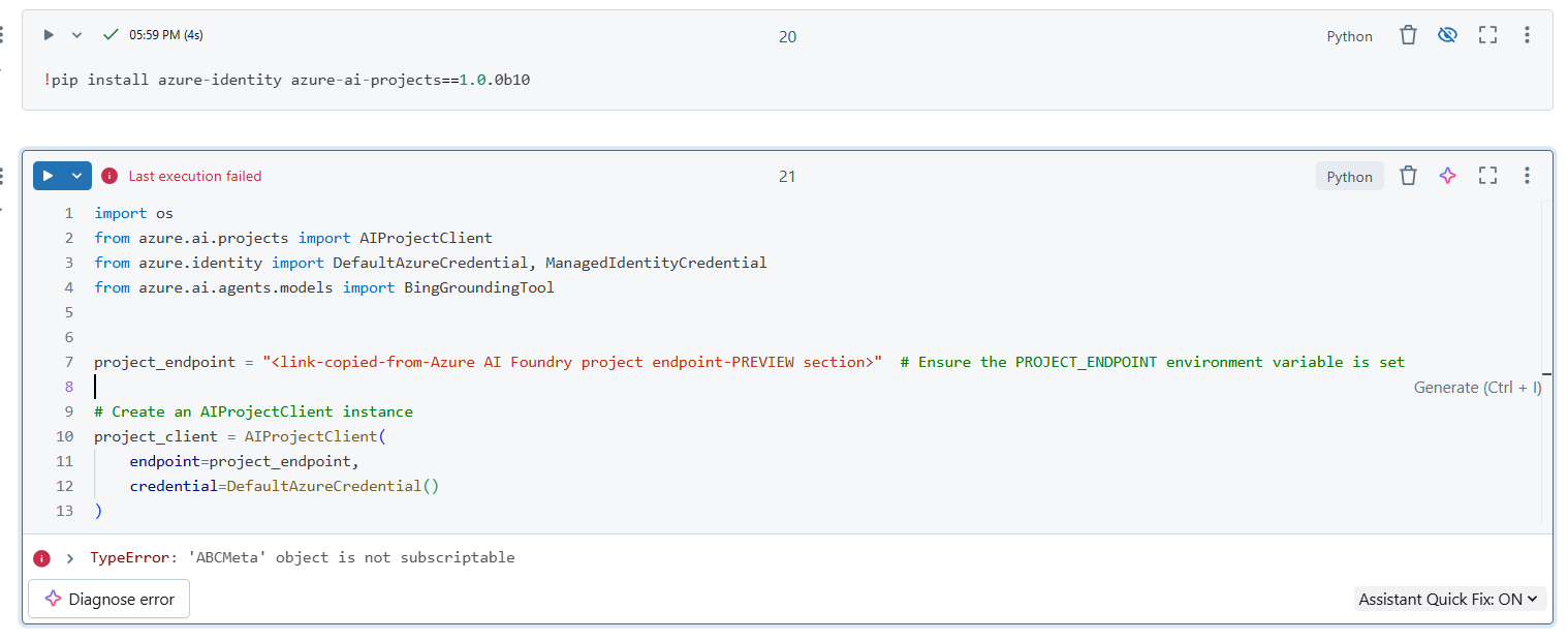 Unable to use grounding with bing search with openai (ai foundry agent) - Microsoft Q&A