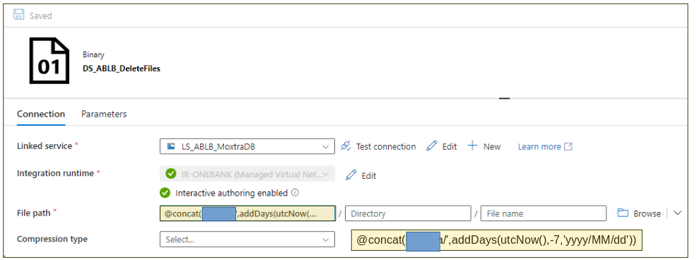 Delete files in container more than 7 days old. Getting Error: "The required blob is missing ...