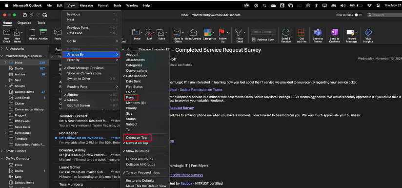 Outlook Grouping and Sorting - Microsoft Q&A