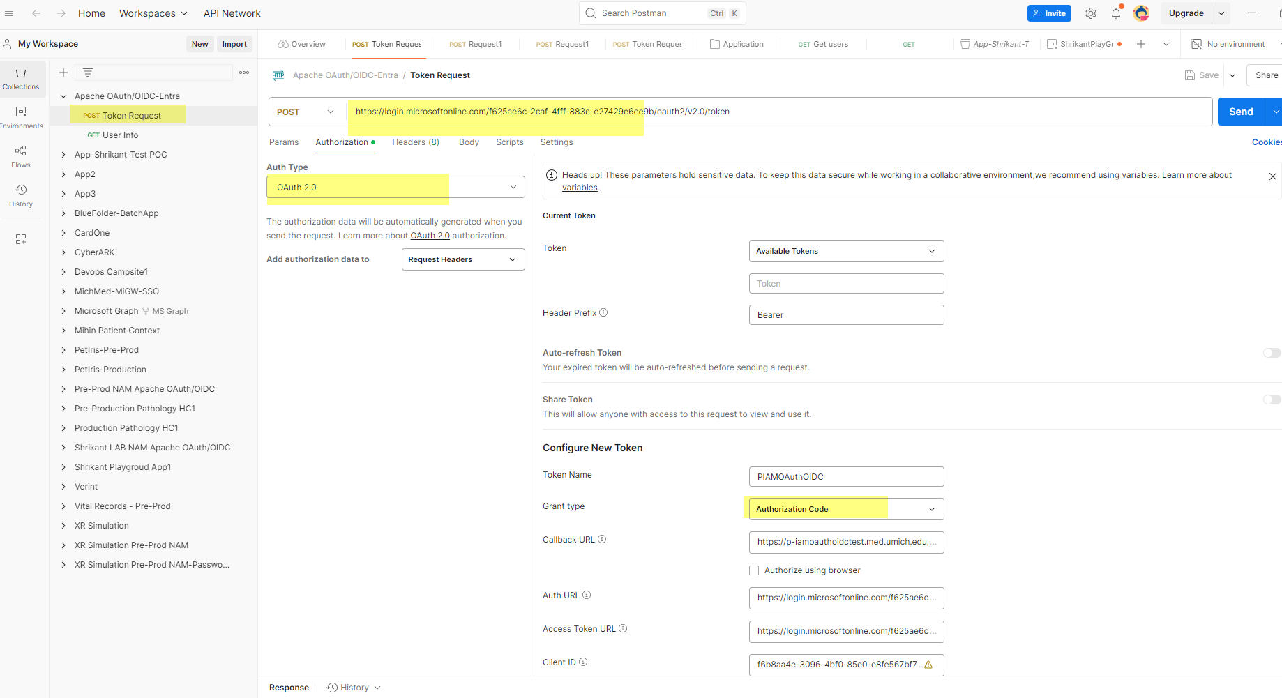 Postman Testing for Apps in Entra gives "error": "invalid_request ...